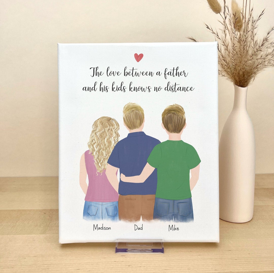 Personalized Wall Art on Canvas for Dad and Kids, Father's Day Gift ...