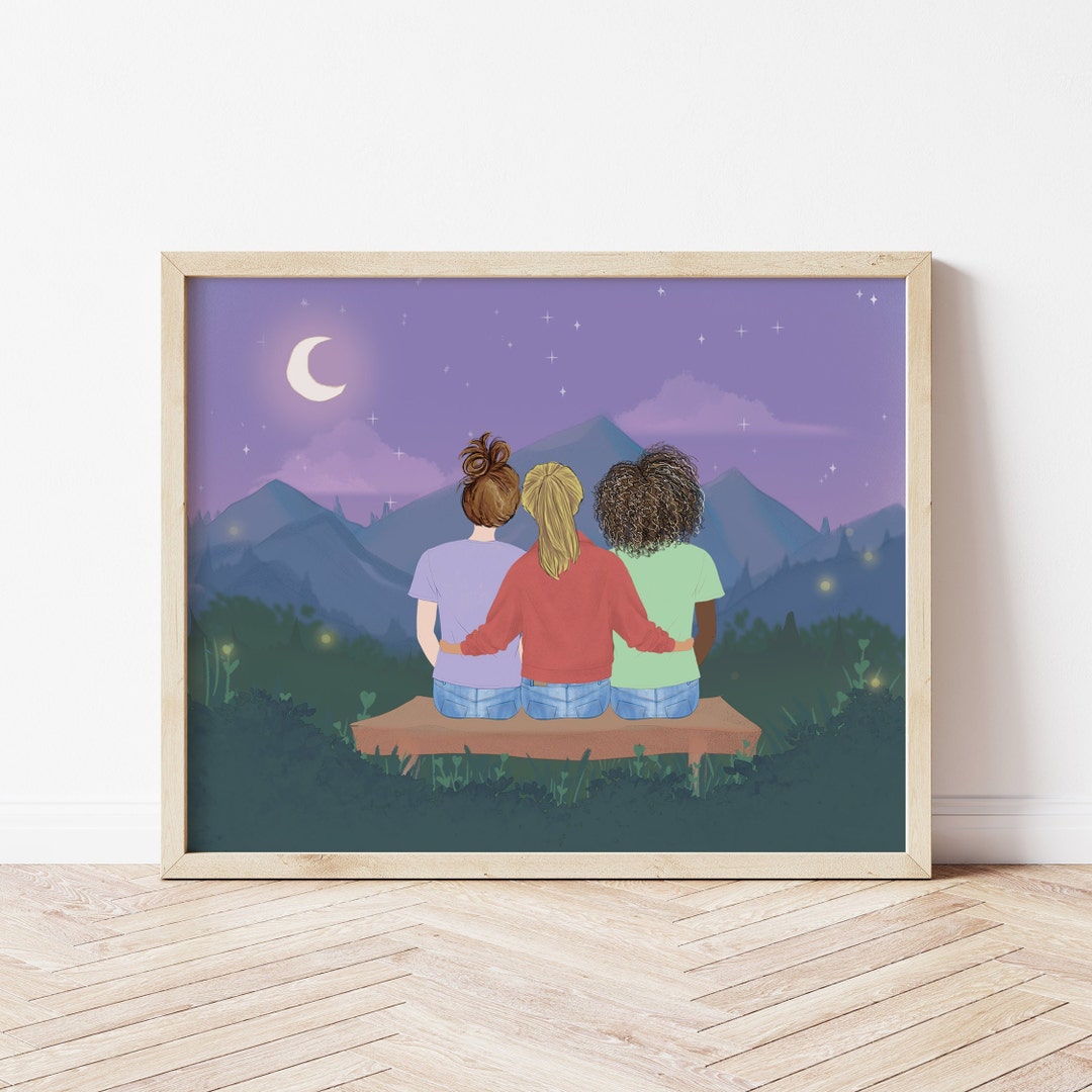 Personalized Framed Best Friends Wall Art With Background, Best Friends ...