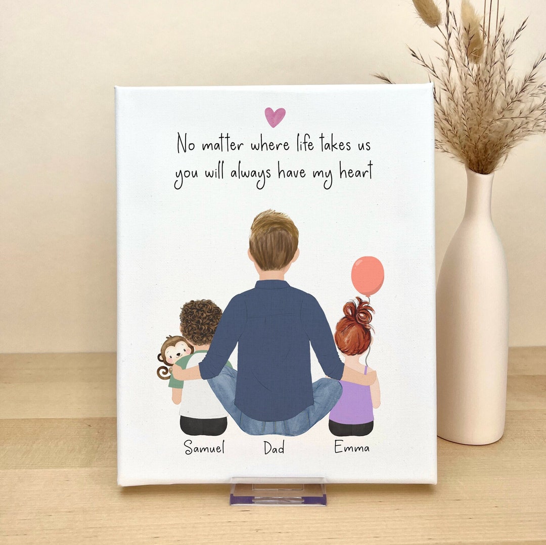 Personalized Art on Canvas for Dad and Kids, Father's Day Gift Idea ...