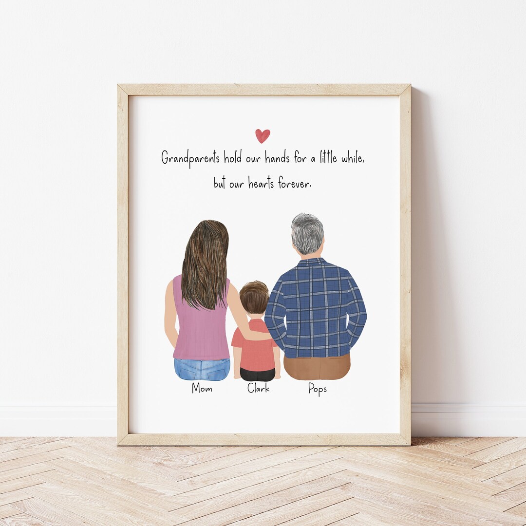 Personalized Framed Wall Art 3 Generations, Grandpa Print Art, Mother's ...