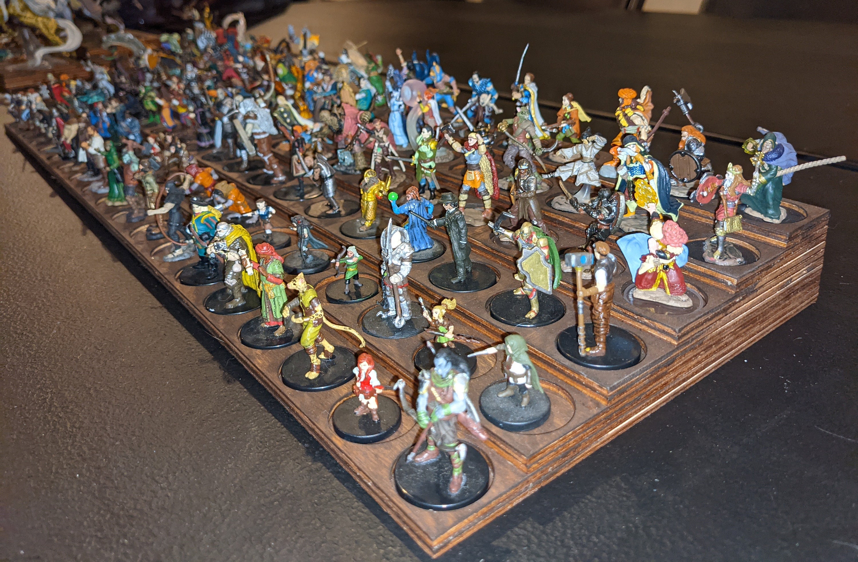 2 Wood Tiered Riser Display Shelf 30 Slots Stand Showcase Miniatures ...