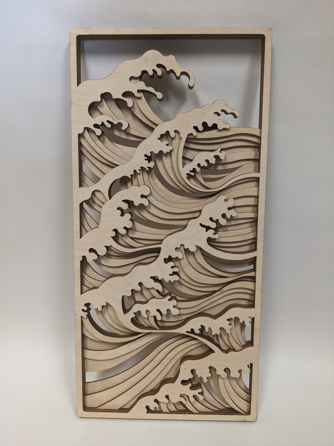 Waves Ocean Wood Wall Art Pashmanna by Bark & Beam™ 3D Wood Art 17.5x8 ...