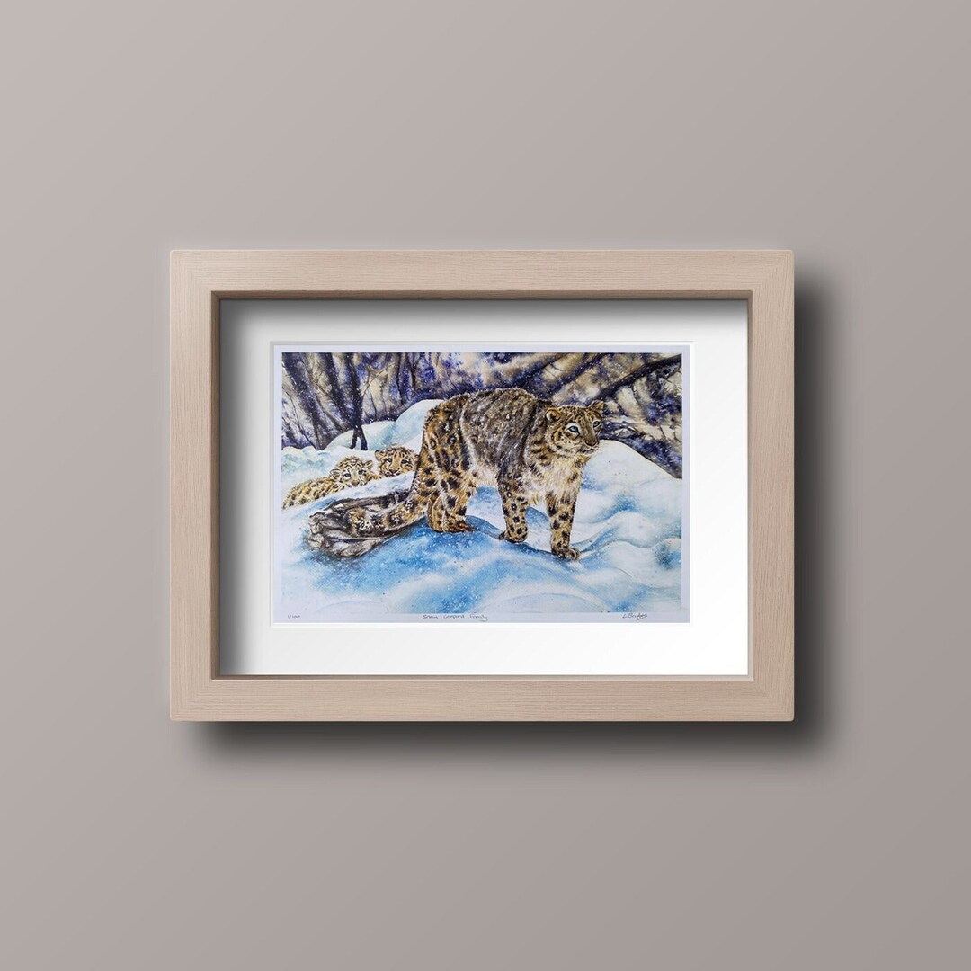 Snow Leopards, A4 Signed Print From the Original Watercolour Painting ...