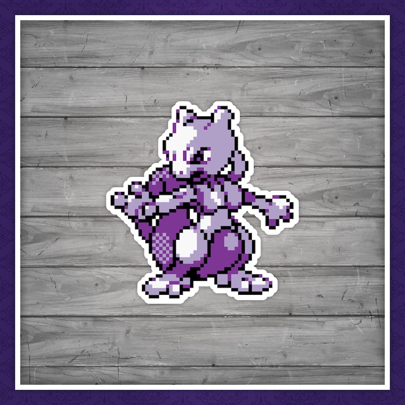 8-Bit Mewtwo Pokemon Decal/Sticker | Etsy