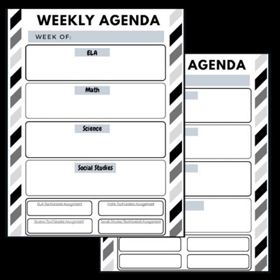 Weekly Agenda Bundle: EDITABLE TEMPLATE 4 Pages - Etsy