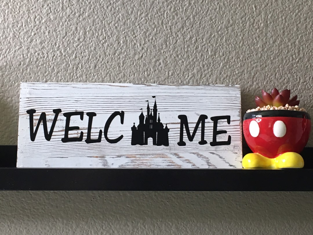 Disney Sign, Welcome With Disney Castle, Disney Home Decor - Etsy