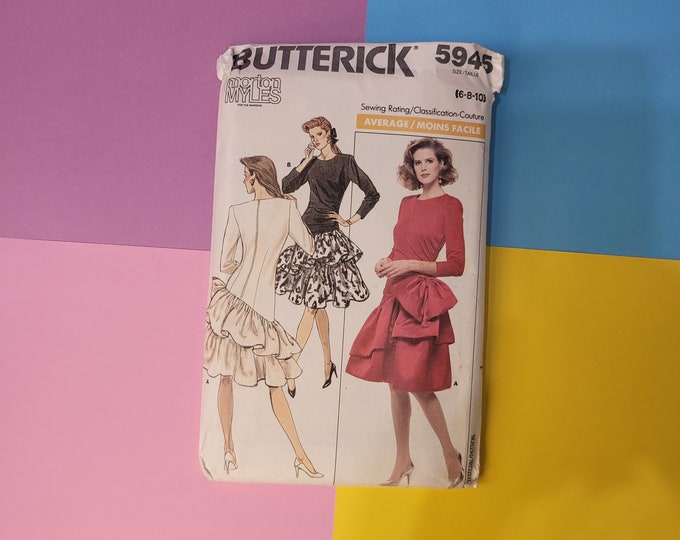 Vintage 1987 Butterick 5945 Dress Sewing Pattern Size 6, 8, 10 - Etsy