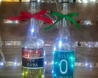 HAND PAINTED UPCYCLED Key West Souvenir Beer Bottle Lights/oil ...
