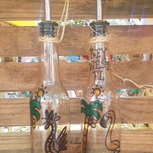 HAND PAINTED UPCYCLED Key West Souvenir Beer Bottle Lights/oil ...