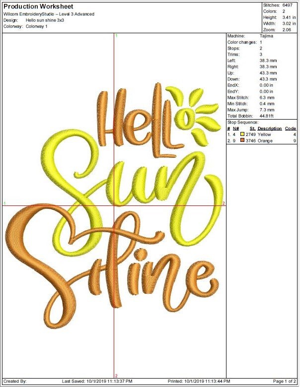 Hello Sunshine Embroidery Design 4 Sizes Designsbyhocane - Etsy
