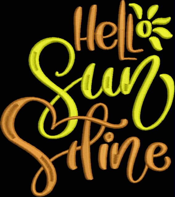 Hello Sunshine Embroidery Design 4 Sizes Designsbyhocane - Etsy