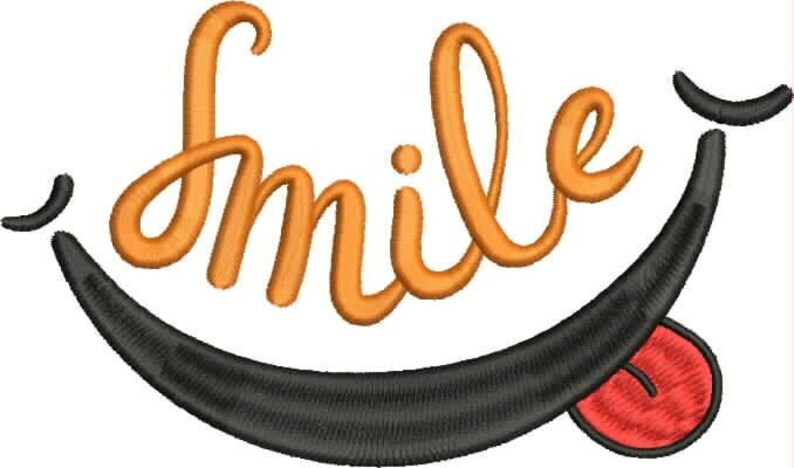Smile emoji Embroidery Design 4 Sizes Designsbyhocane - Etsy
