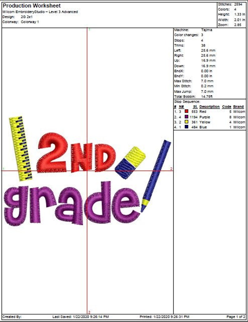 2nd Grade Embroidery Design 4 Sizes Designsbyhocane - Etsy