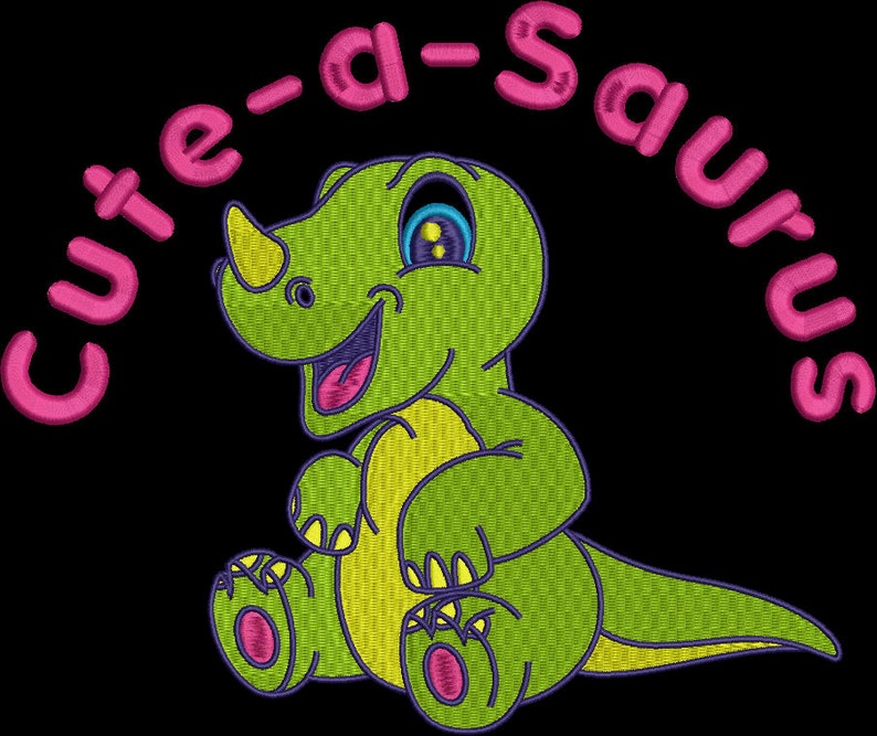 Cute-a-saurus Embroidery Design 4 Sizes Designsbyhocane Machine ...