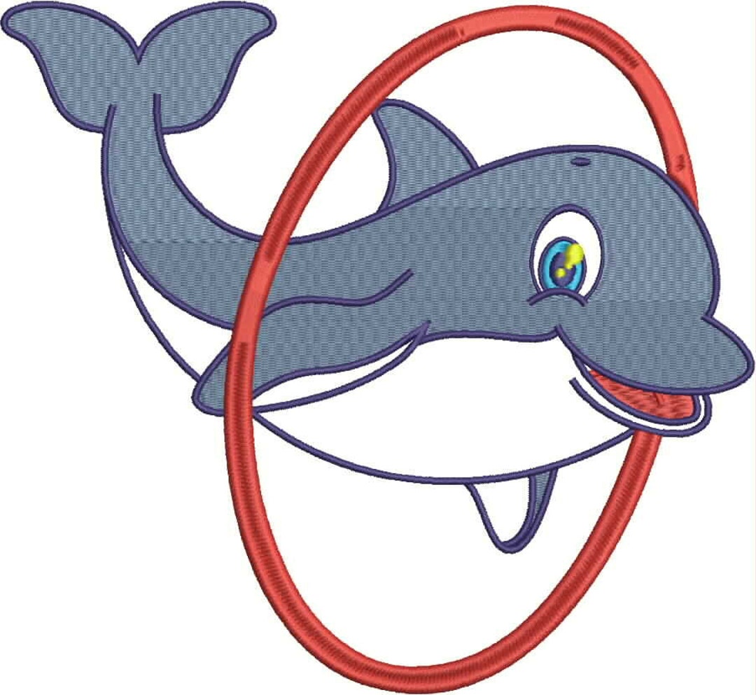 Delfín lindo diseño de bordado 4 tamaños DesignsbyHocane - Etsy España