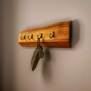 Elegant Key Holder for Entryway Wall Decor, Custom Black Walnut Solid ...
