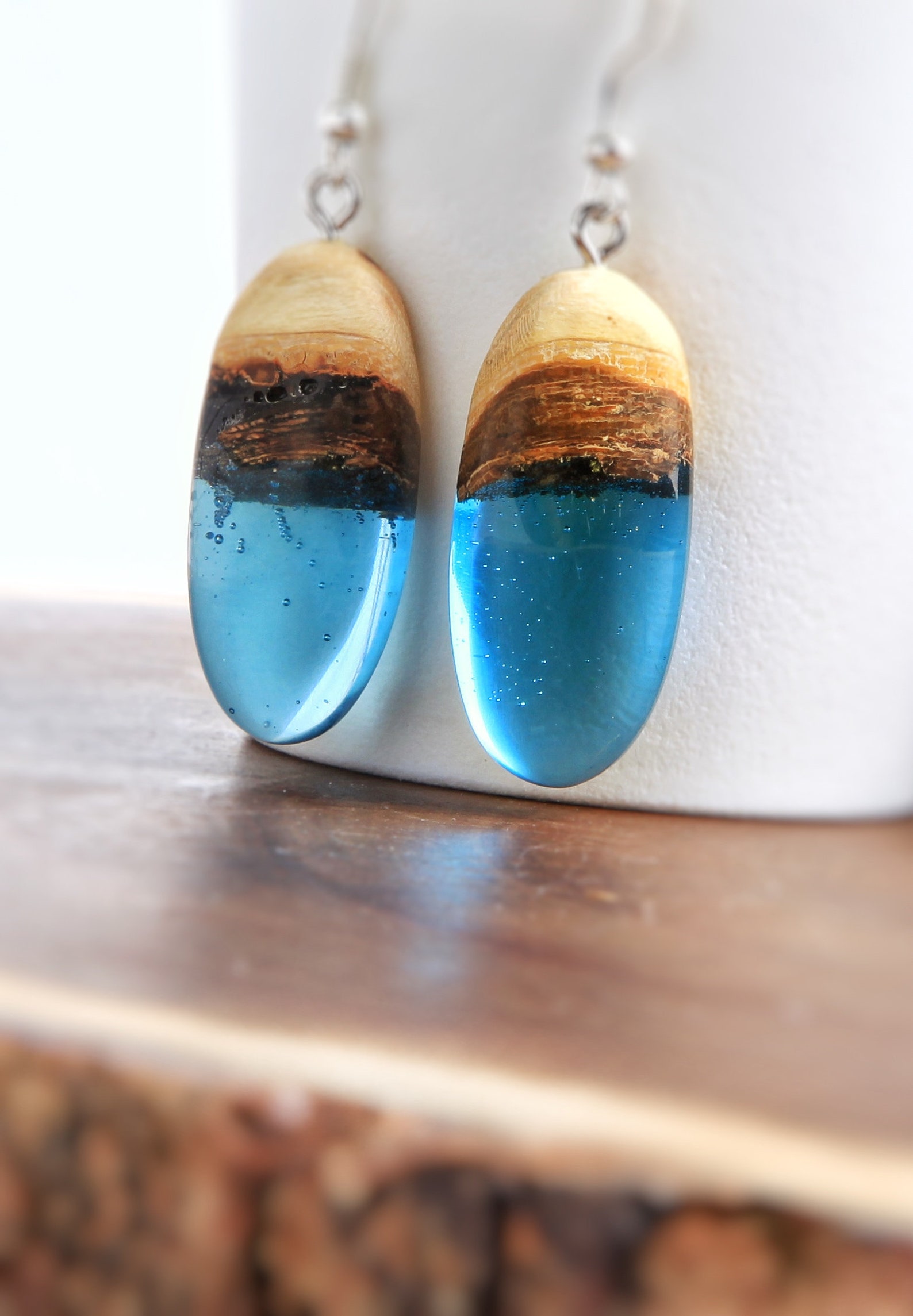 Blue Ocean Themed Earrings Handmade Resin Jewelry Aesthetic Earrings ...