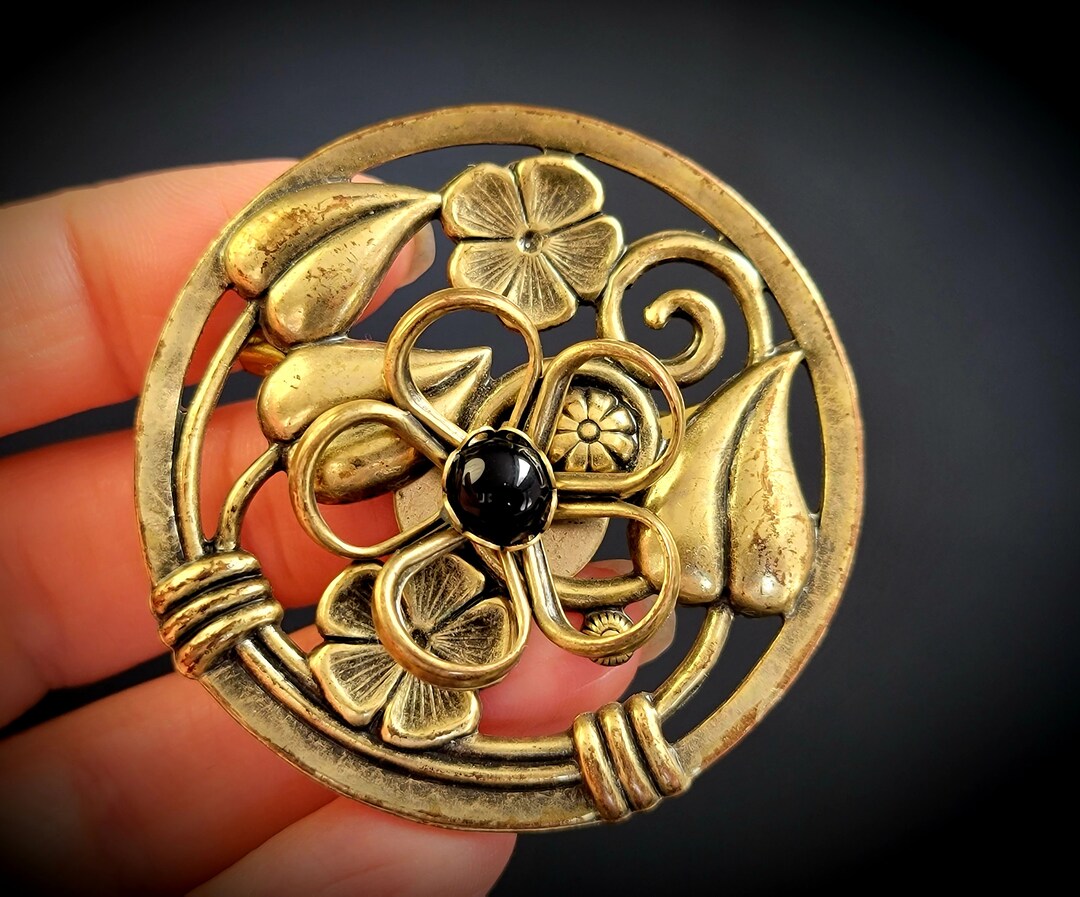 Vintage Bronze Metal Flower Brooch Pinlarge Flower Brooch - Etsy