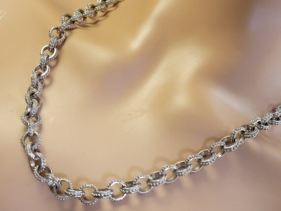 Thick silver chain necklace, Brutalist silver punk n… - Gem