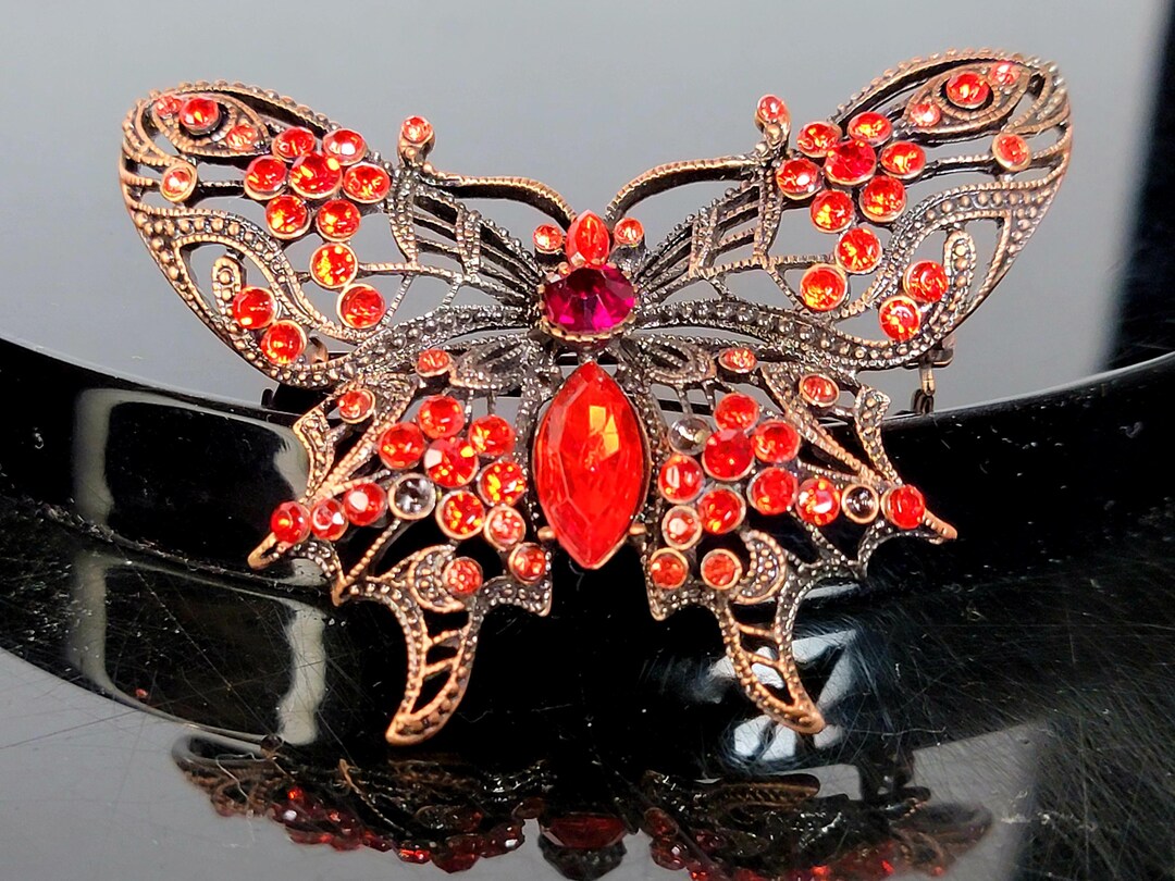 Large Red Crystal Monarch Butterfly Pin, Moth Brooch,insect Brooch ...