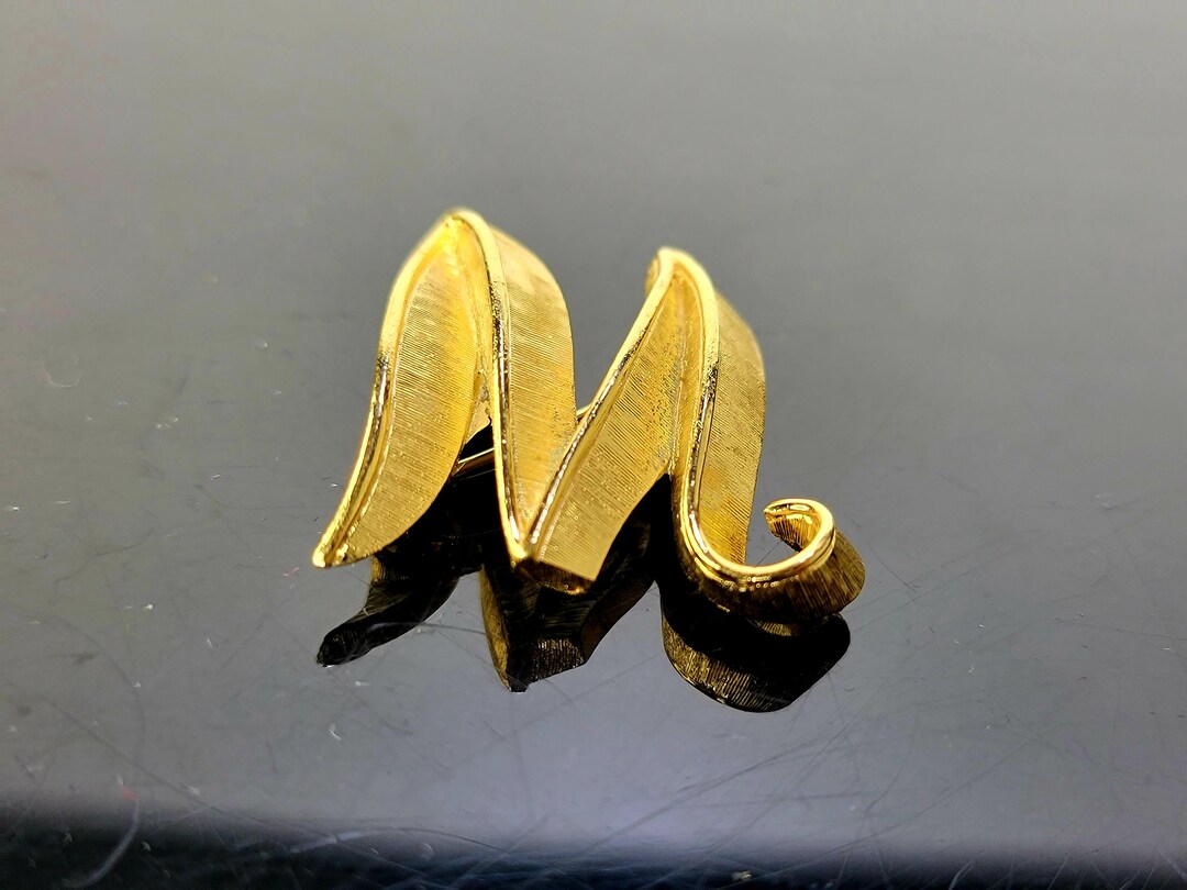 Vintage Gold Monogram M Brooch,gold Letter M Brooch,initial Brooch ...