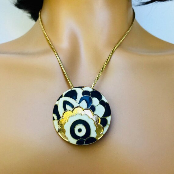 Enamel mosaic pendant and brooch,something blue, Gol… - Gem