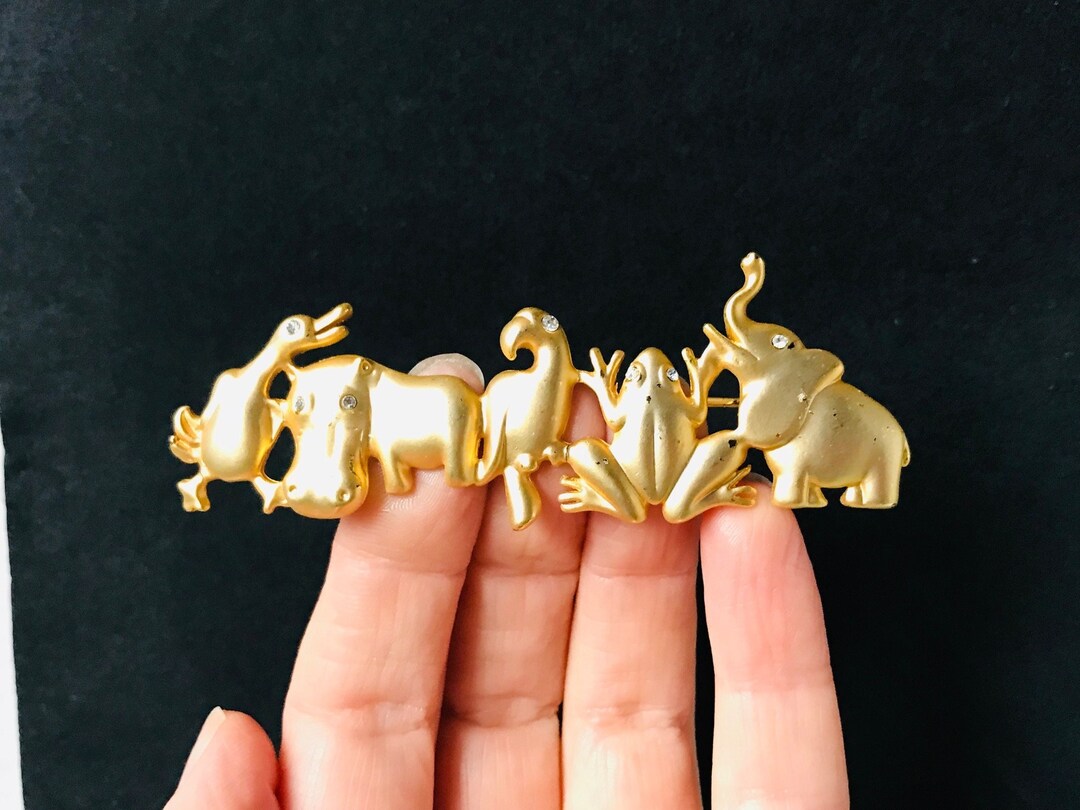 Oversized Gold Zoo Animal Brooch Pin, Cottagecore Jewelry - Etsy