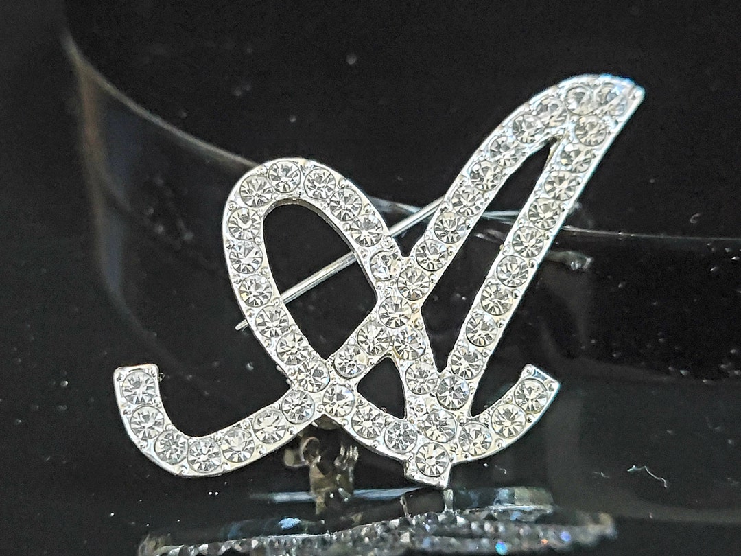 Large Rhinestones Letter a Monogram Pin Brooch, Retirement Gifts for ...