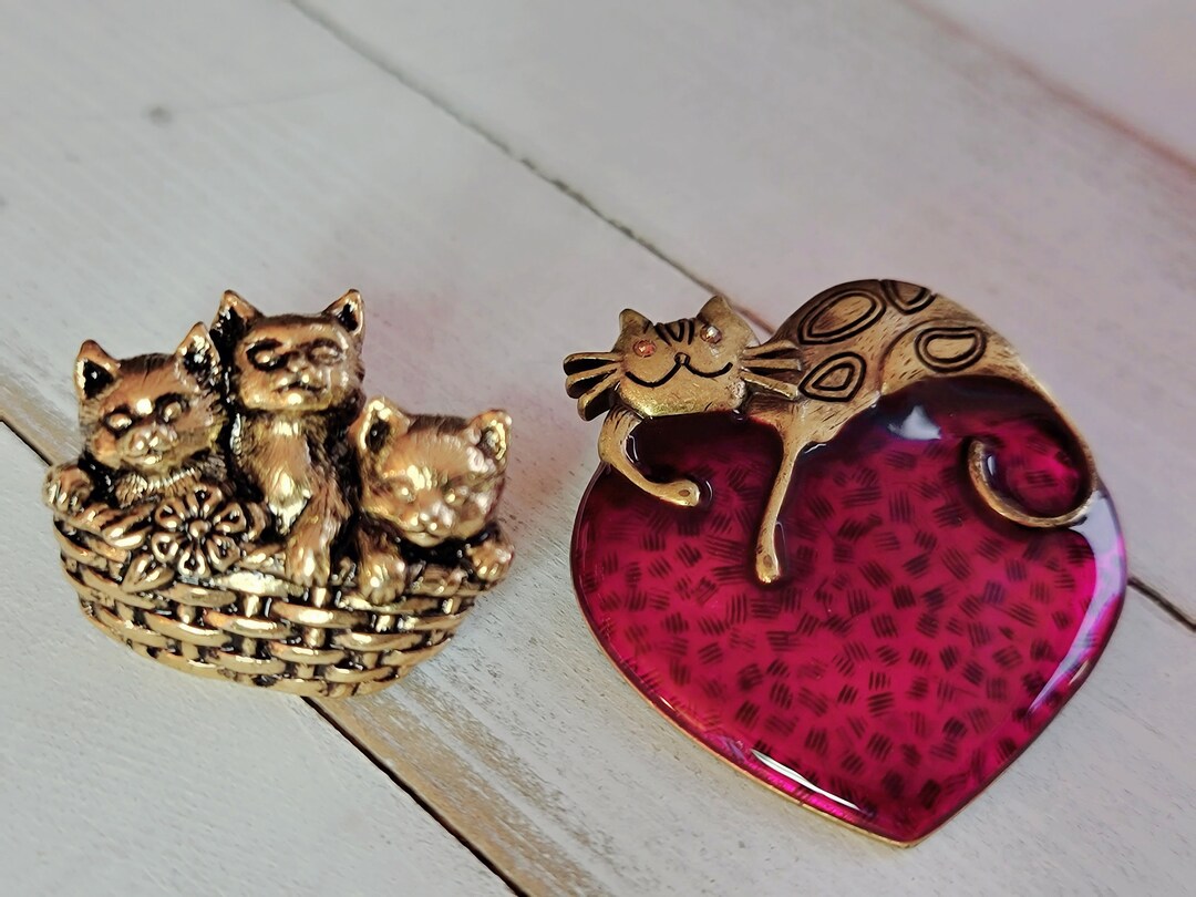 Bundle Cat Brooches,animal Plastic Brooch Vintage, Animal Brooch,cat ...