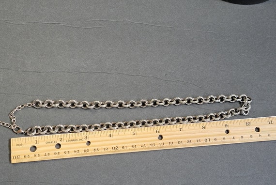 Thick silver chain necklace, Brutalist silver punk n… - Gem