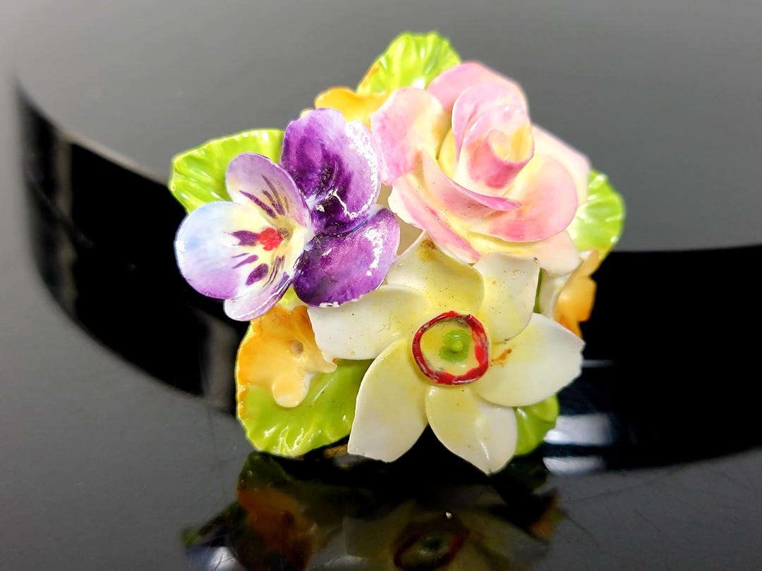 Handmaid Porcelain Flower Brooch Pin, Porcelain Painted Jewelry, Floral ...