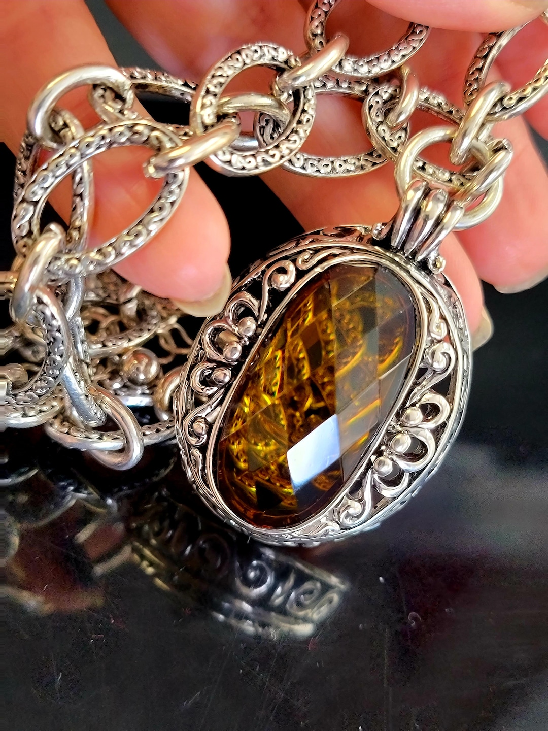 Large Gold Filigree Pendant Victorian Necklacemedieval - Etsy