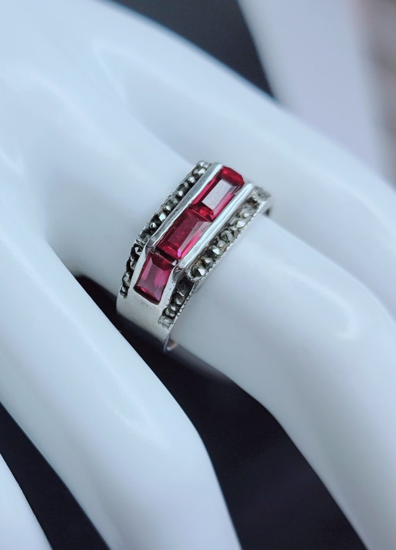 Vintage silver ring, rectangle - Gem