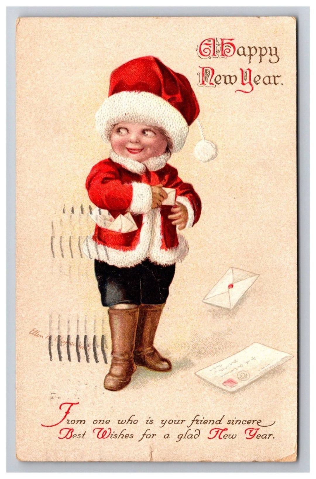 Ellen Clapsaddle New Year Christmas Postcard Holiday - Etsy