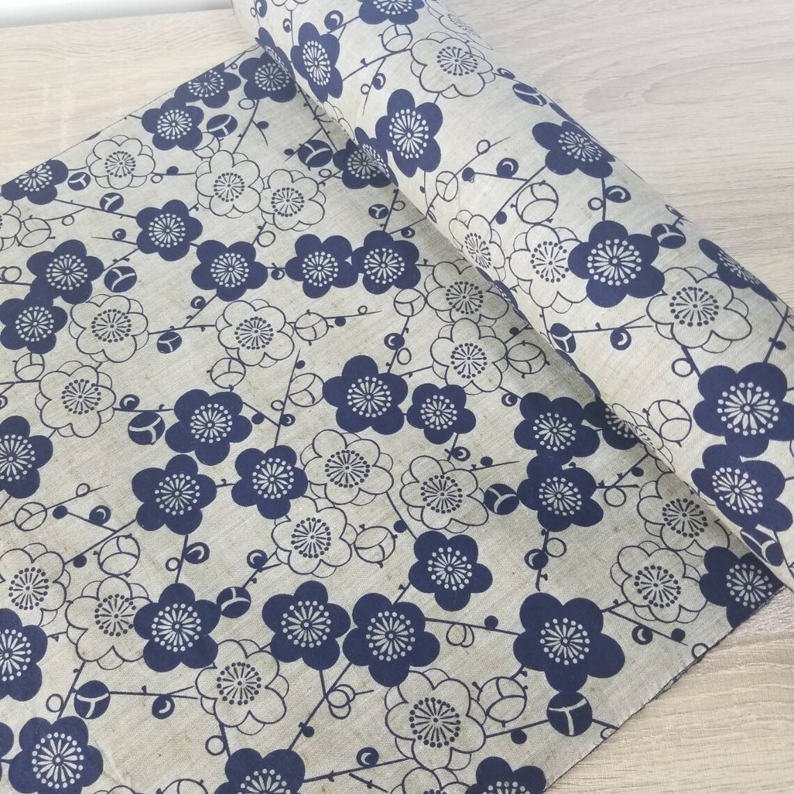 2yard 14 96inch Width Japanese Yukata Fabric Cotton 100 Ume Motif