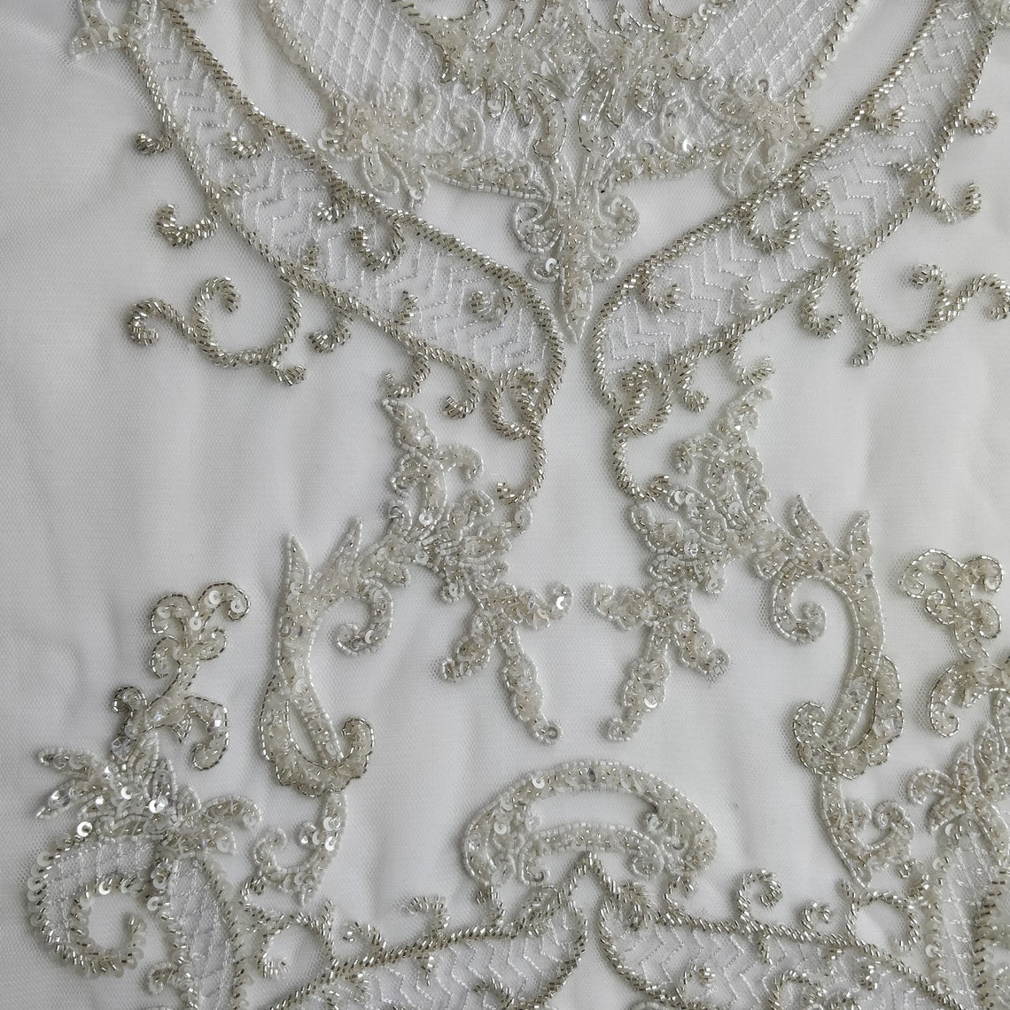 Delicate Hand Embroidered Beaded Scroll Design-handmade - Etsy