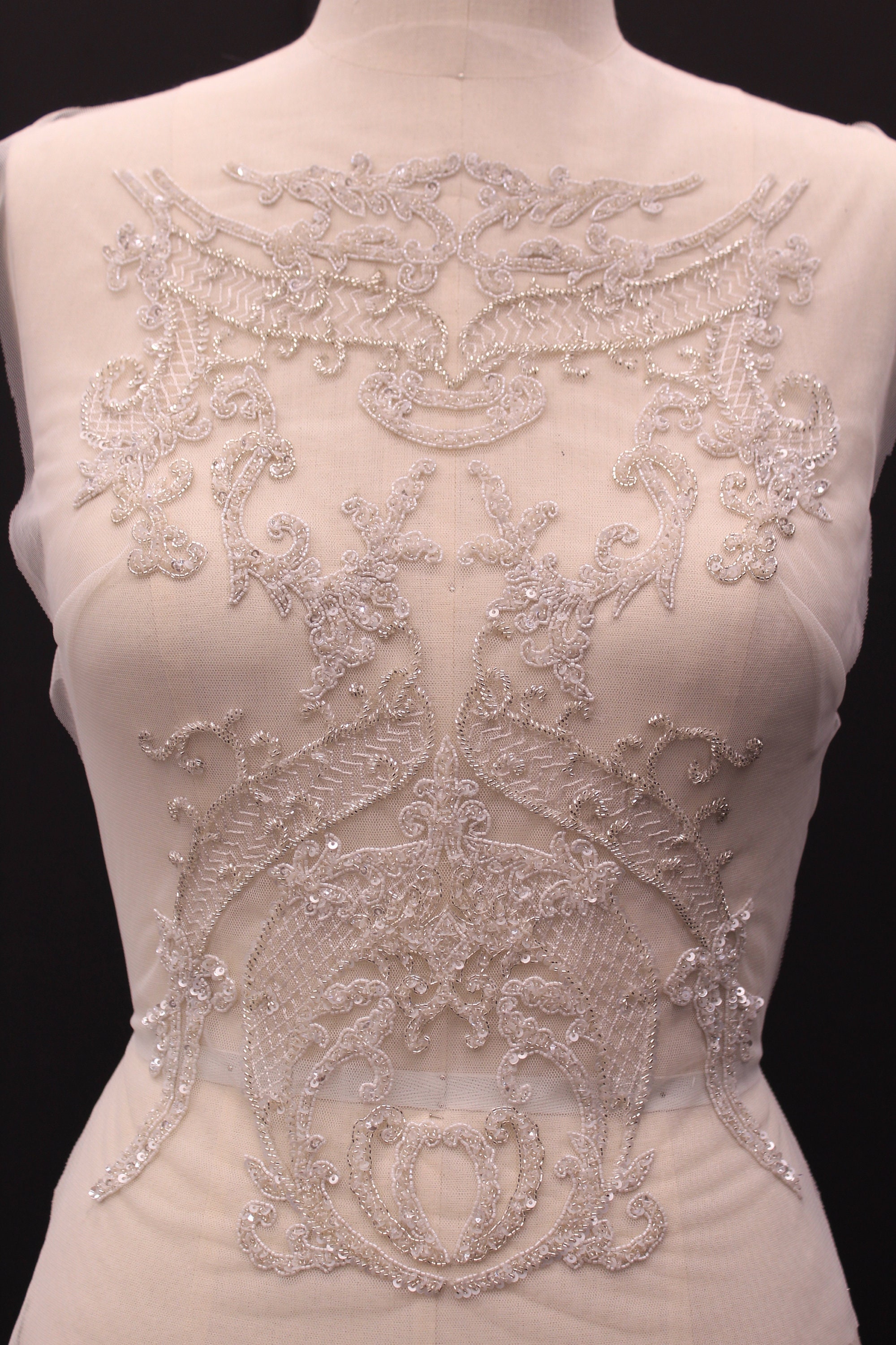 Delicate Hand Embroidered Beaded Scroll Design-handmade | Etsy