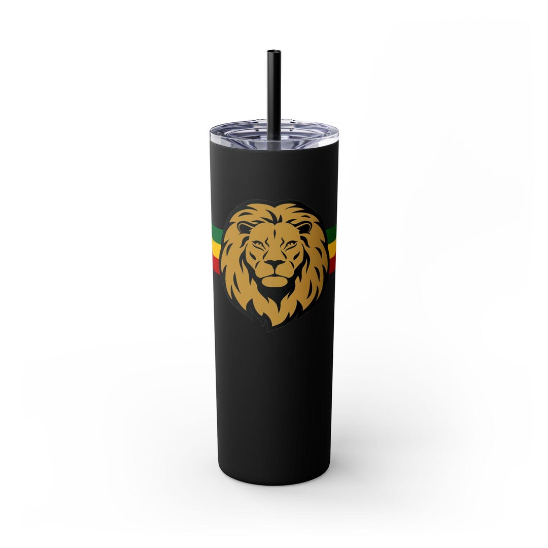 Rasta Stripe With Gold Lion L 20 Oz Tumbler With Straw, Rasta Lion ...