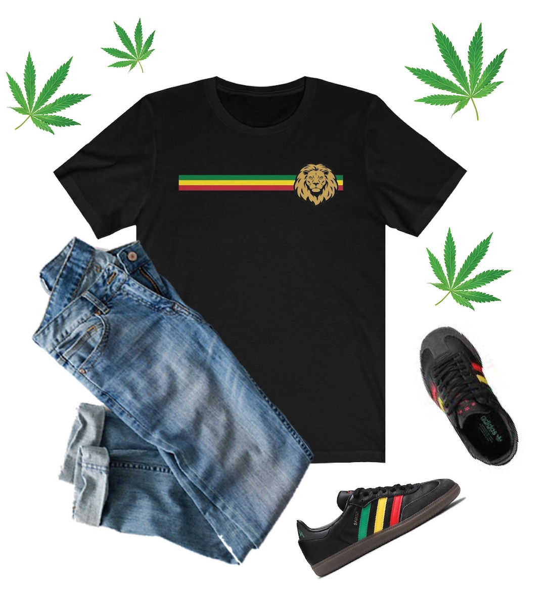 Rasta Stripes With Gold Lion T-shirt, Reggae Shirt, Reggae Music Shirt ...