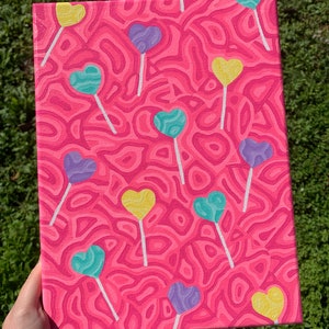 Trippy Heart Lollipops Painting, Canvas Wall Art, Hand-painted, Wall ...
