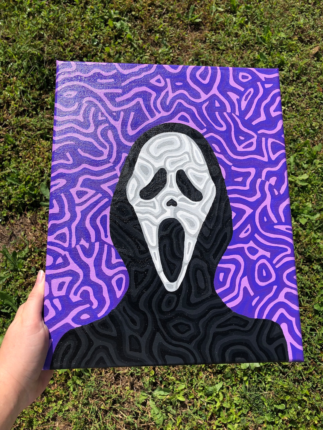 Trippy Ghostface Painting, Wall Art, Hand-painted, Scream, Wall Decor ...