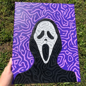 Trippy Ghostface Painting, Wall Art, Hand-painted, Scream, Wall Decor ...