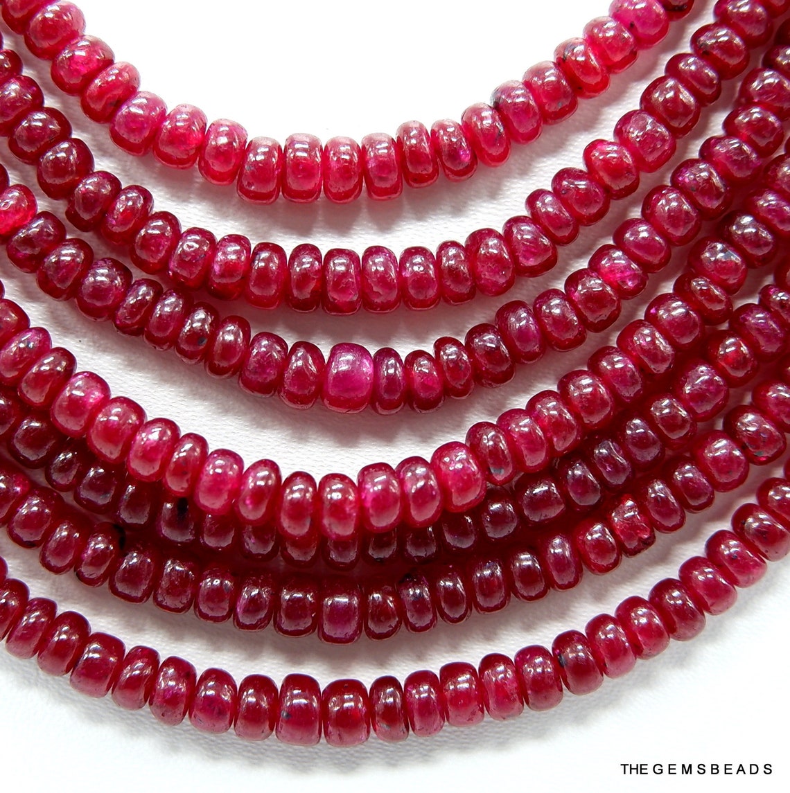 Ruby Beads, Natural African Ruby Roundel Shape Beads Strand \ Natural ...