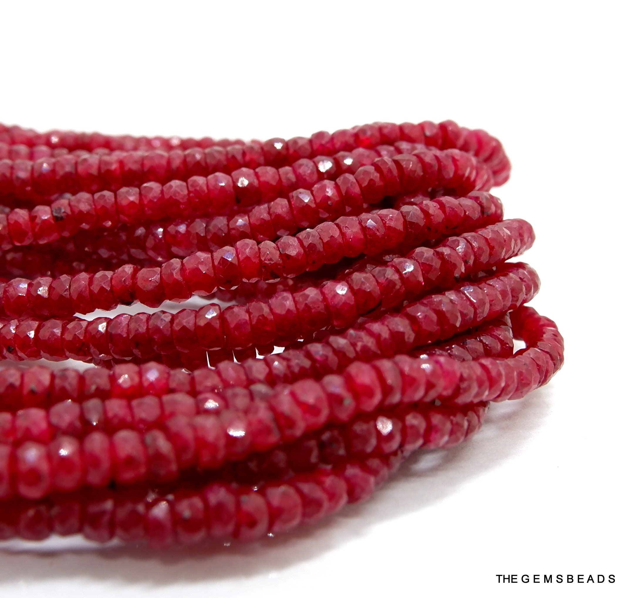 FINEST NATURAL RUBY Beads, Ruby Faceted Beads, Nicely Faceted Ruby ...