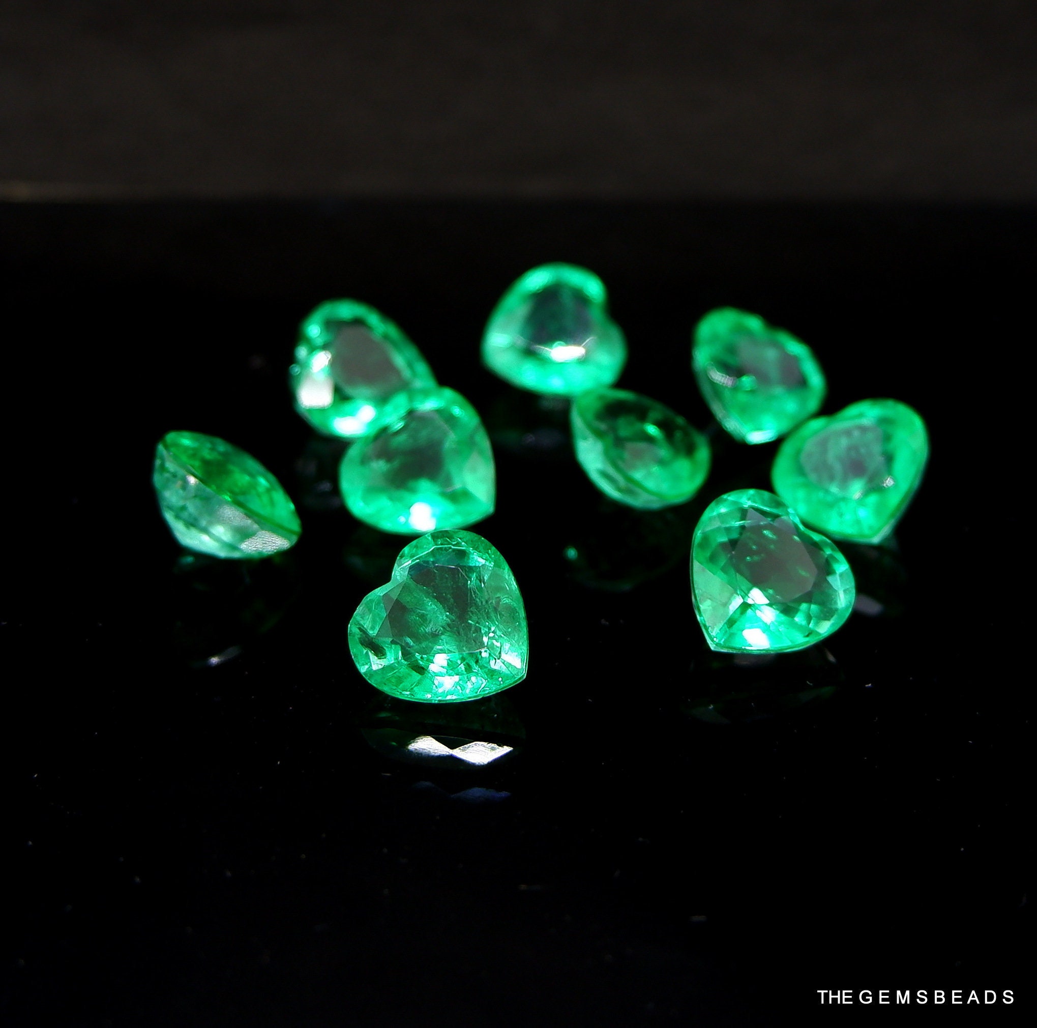 Match Pair 14MM Emerald Quartz Crystal Doublet Faceted Heart Shape ...