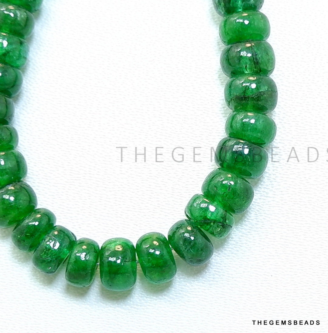 Natural Emerald Smooth Rondelle, 5mm Emerald Rondelle Beads, Zambian ...