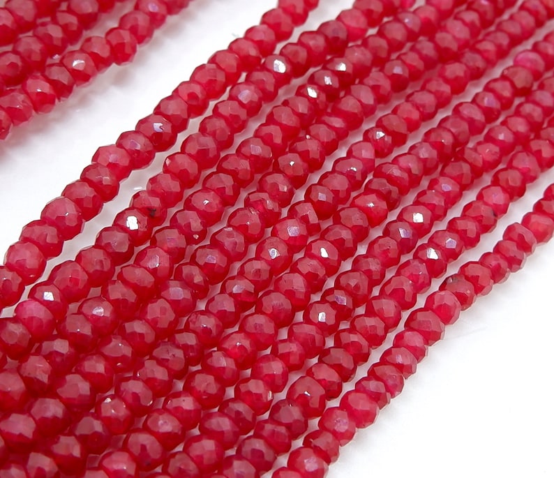 FINEST NATURAL RUBY Beads, Red Ruby Beads, Nicely Faceted Ruby Beads ...