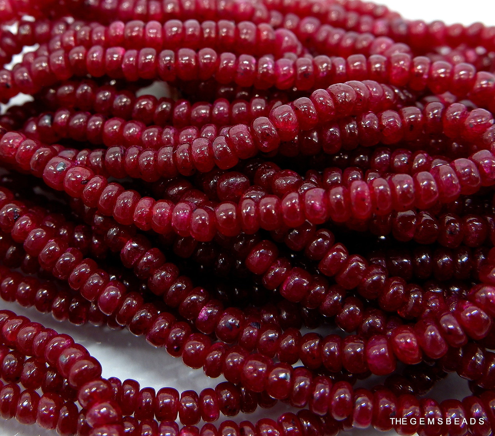Ruby Beads Natural African Ruby Roundel Shape Beads Strand - Etsy