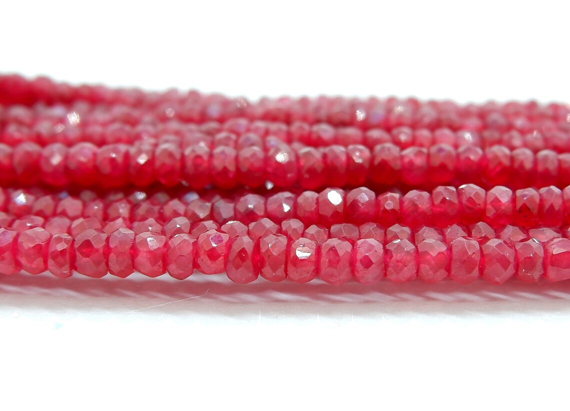 FINEST NATURAL RUBY Beads, Red Ruby Beads, Nicely Faceted Ruby Beads ...