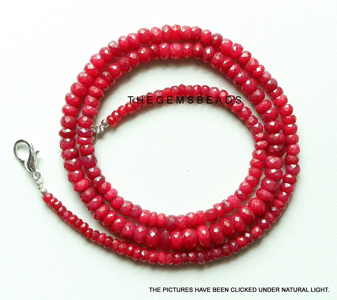 3mm to 5.5mm Ruby Beads, Natural Ruby Faceted Rondelle Beads, Pigeon ...